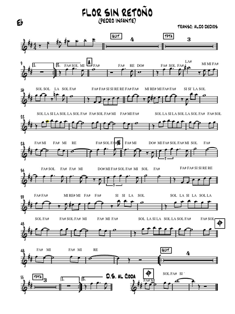 Flor Sin Retoño-Notas para Saxo Alto | PDF