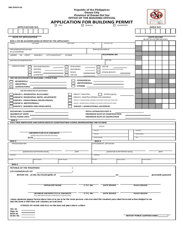 Davao City Building Permit Application | PDF