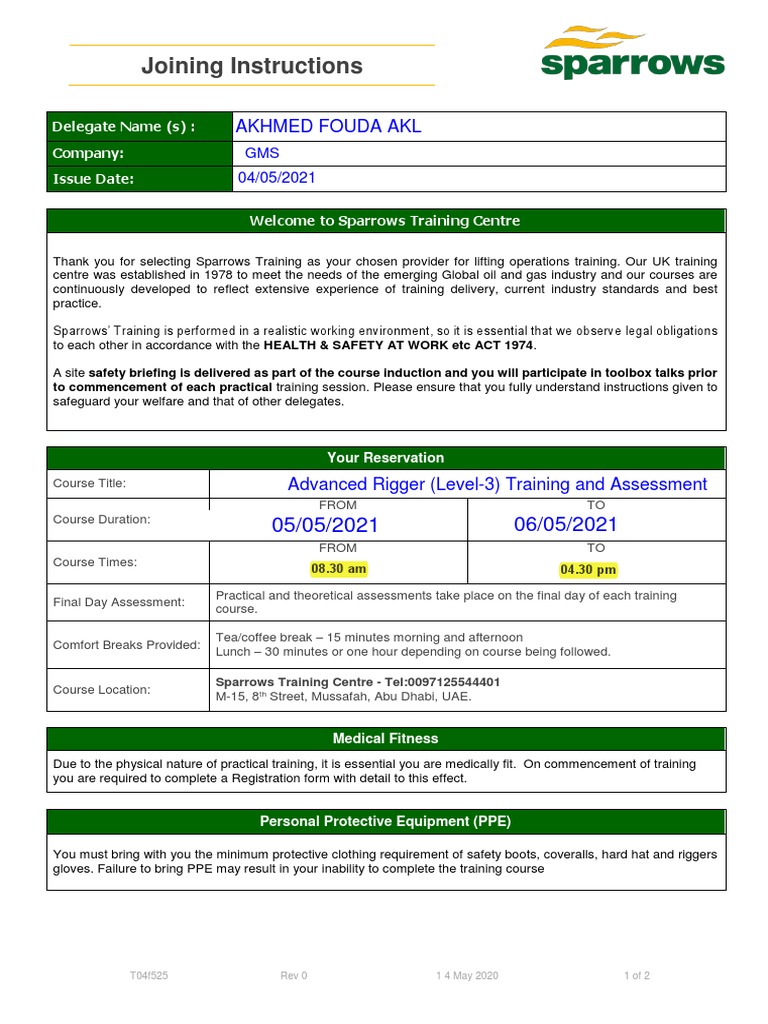 Rigger Level 3 Training Instructions | PDF | Course Evaluation ...