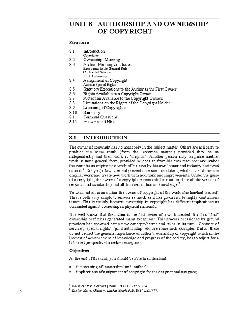 Authorship and Ownership of Copyright | PDF | Copyright | License
