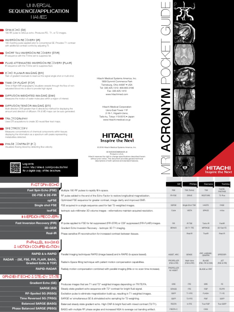 MRI Acronym Pocket Guide | PDF | Magnetic Resonance Imaging | Medical Tests