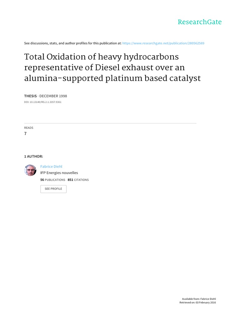 Total Oxidation of Heavy Hydrocarbons | PDF | Moteur diesel | Catalyse