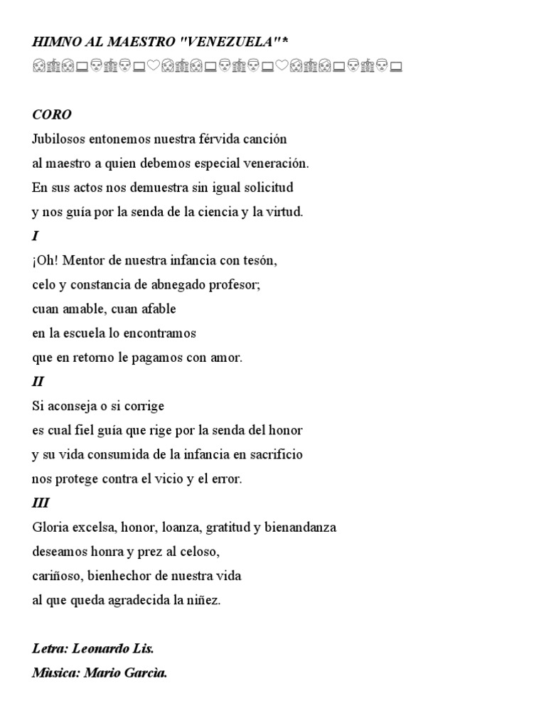 Himno al Maestro de Venezuela | PDF