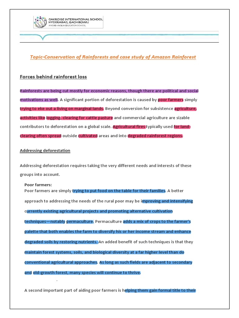 Topic-Conservation of Rainforests and Case Study of Amazon Rainforest ...