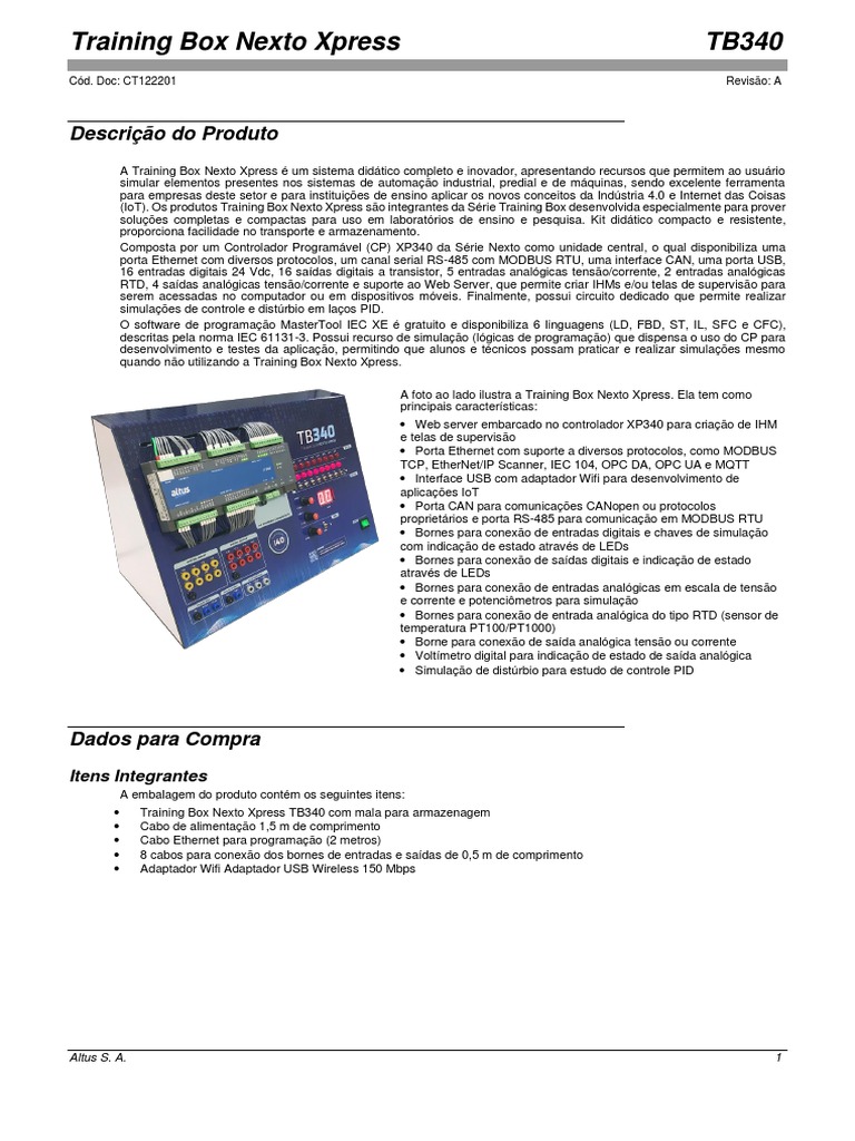 Training Box Nexto Xpress TB340: Automação e IoT | PDF | Rede de ...