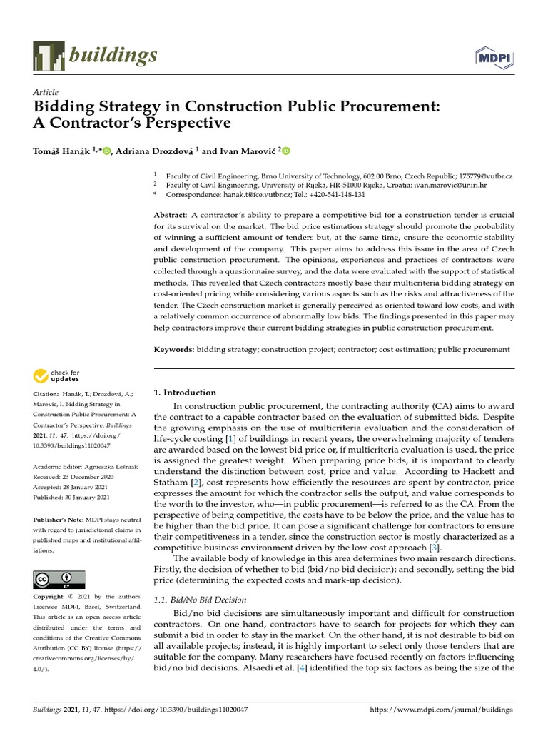 Bidding Strategy in Construction Public Procuremen | PDF | Procurement ...