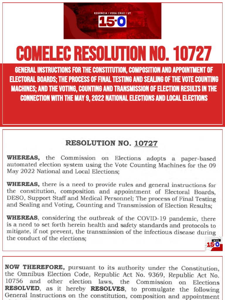 Comelec Resolution No. 10728 | PDF