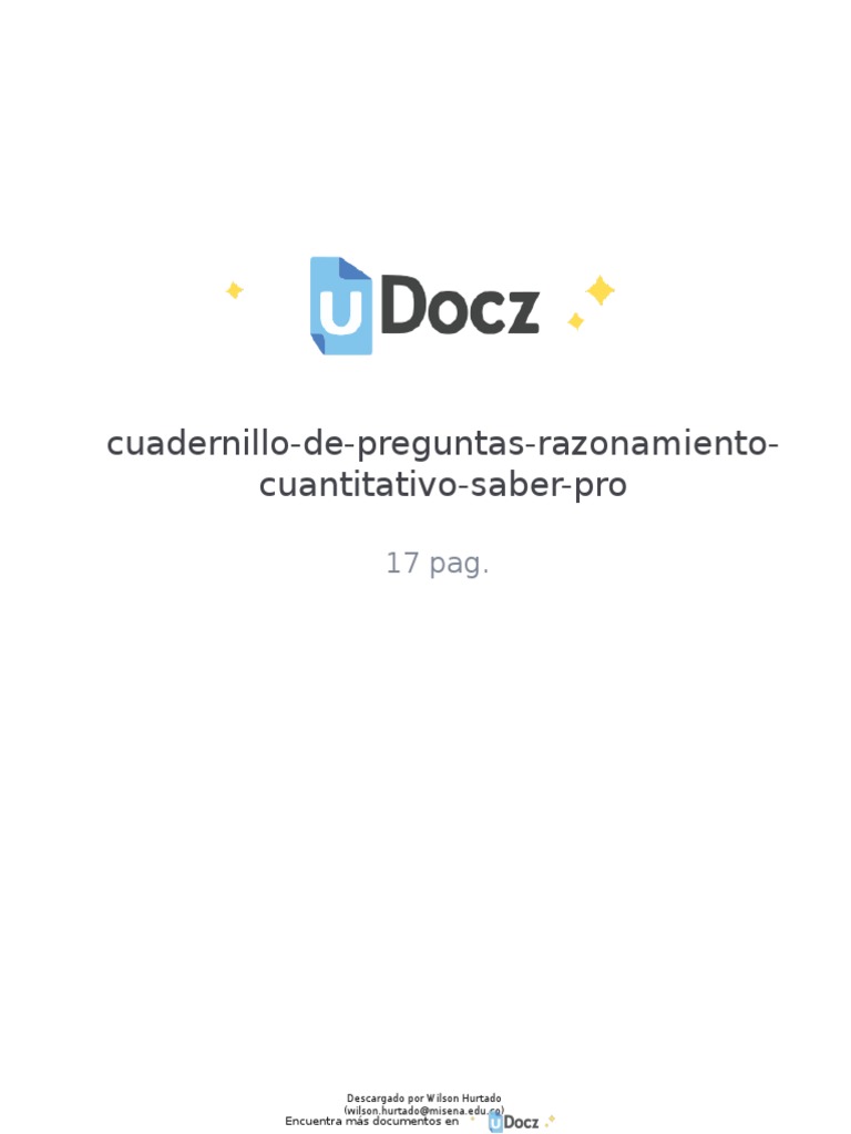 Cuadernillo de Preguntas Razonamiento Cuantitativo Saber Pro | PDF | Papel | Propiedad