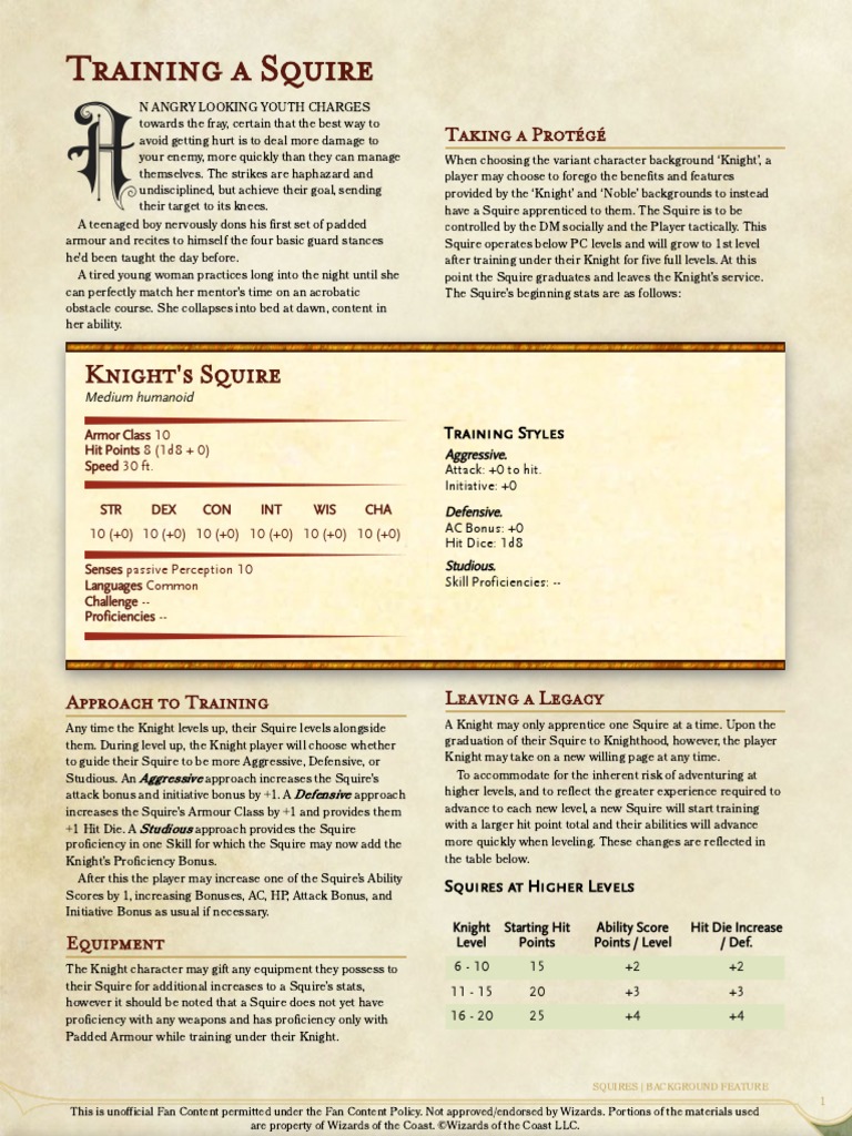 Squire Rules | PDF | Knight | Role Playing Games