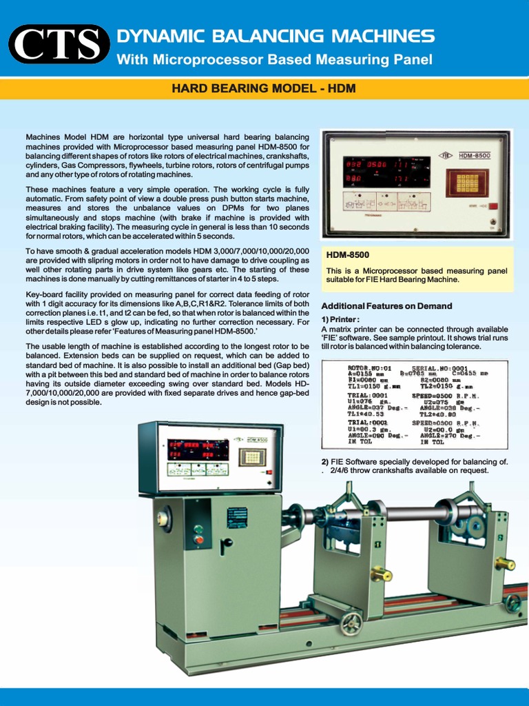 Dynamic Balancing Machine | PDF | Machines | Manufactured Goods