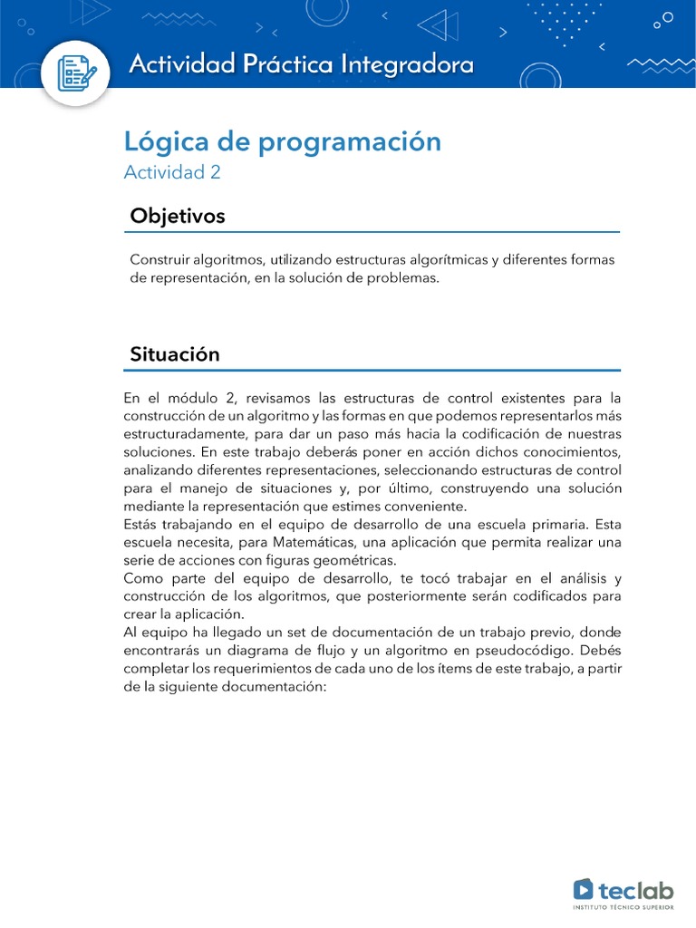 Lógica de Programación - Actividad 2 | PDF