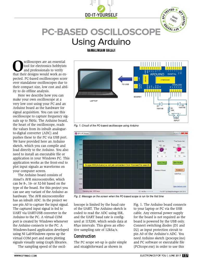 PC Based Oscilloscope Using Arduino | PDF | Arduino | Analog To Digital Converter