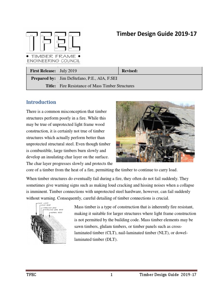 TFEC Timber Design Guide 17 Fire Resistance of Mass Timber Structures ...