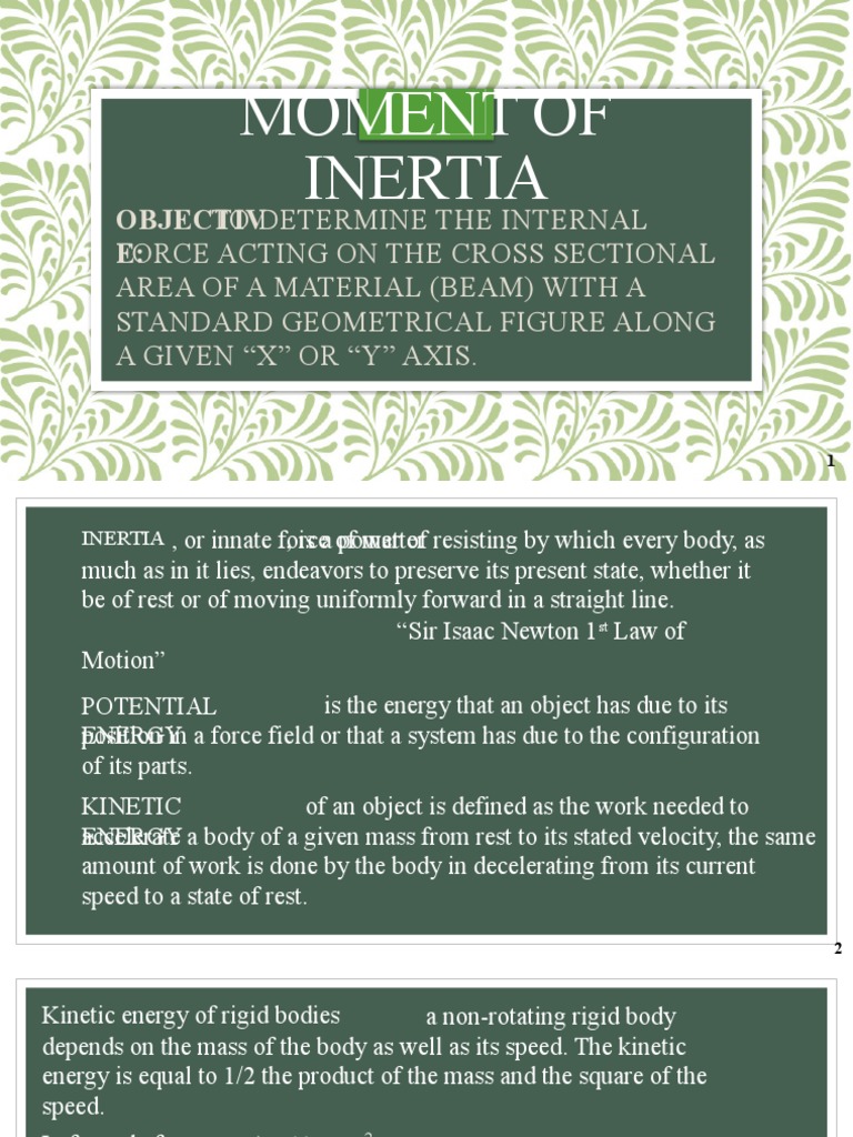 Moment of Inertia | PDF | Force | Kinetic Energy