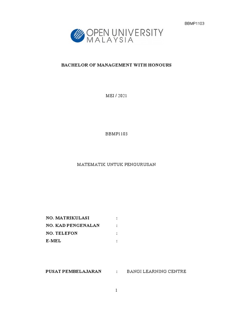 Assignment Bbmp1103 Oum | PDF