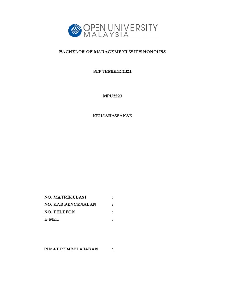 Assingment MPU3223 - Keusahawanan OUM | PDF