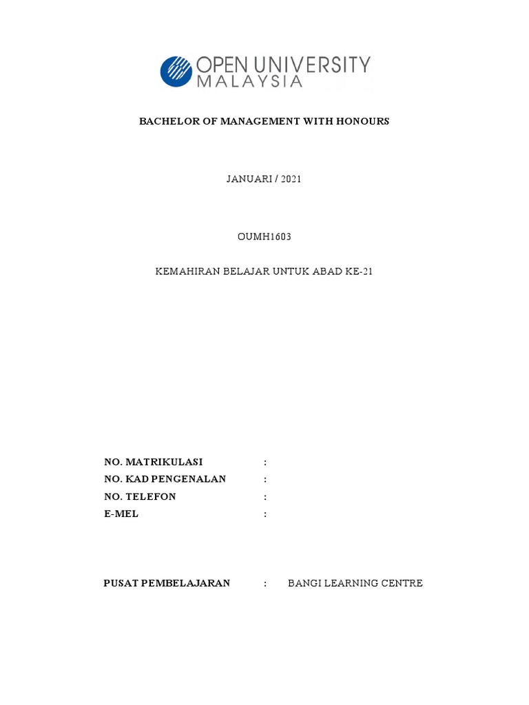 Assignment Oumh1603 Oum | PDF