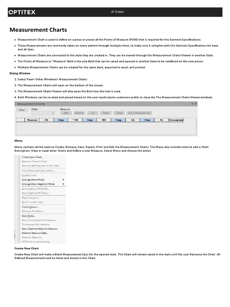 Measurement Charts Optitex | PDF | Microsoft Excel | Operating System ...