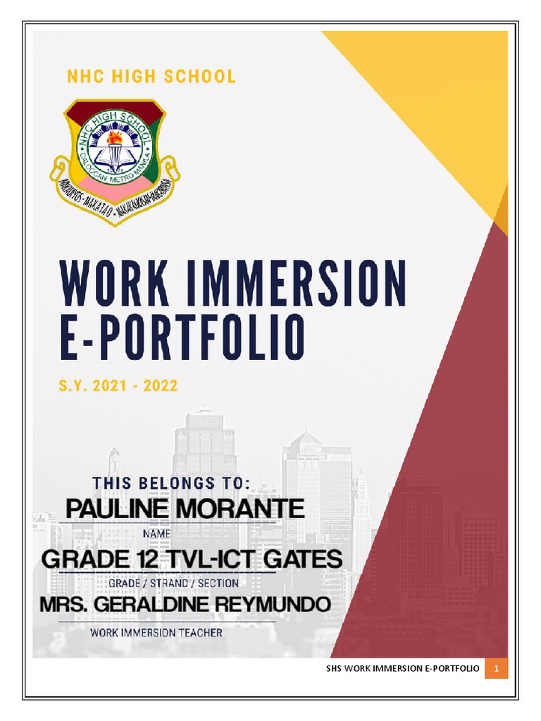 Work Immersion e Portfolio 2021 2022 Morante | PDF | Rubric (Academic ...