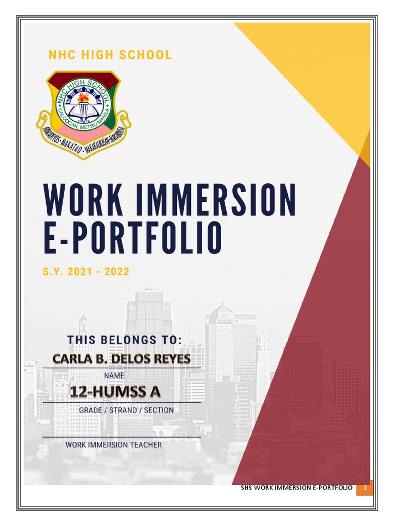 Shs Work Immersion E-Portfolio | PDF | Job Interview | Rubric (Academic)