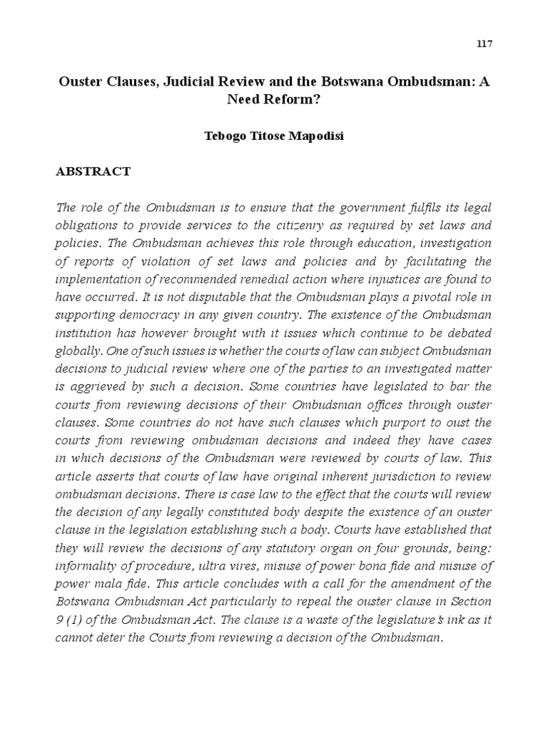 Article On Ouster Clauses | PDF | Alternative Dispute Resolution ...