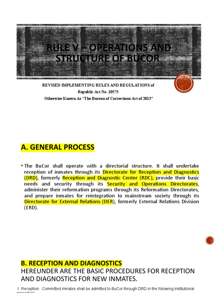 Rule V - Operations and Structure of Bucor | PDF | Prison