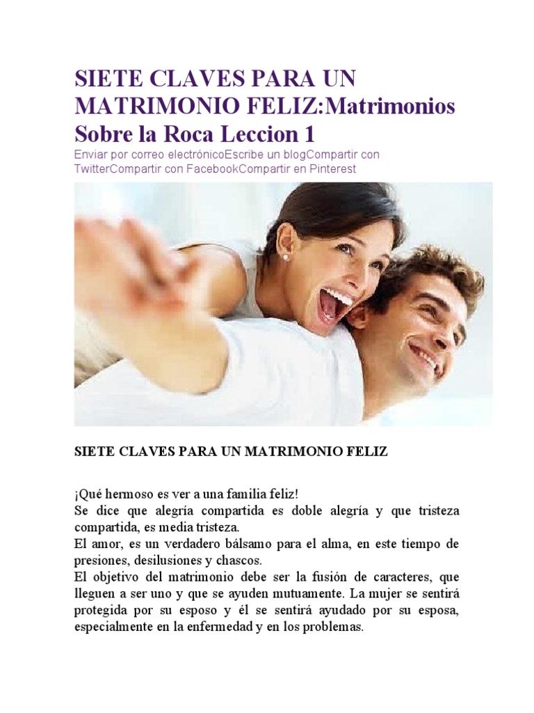 Siete Claves para Un Matrimonio Feliz | PDF | Amor | Matrimonio