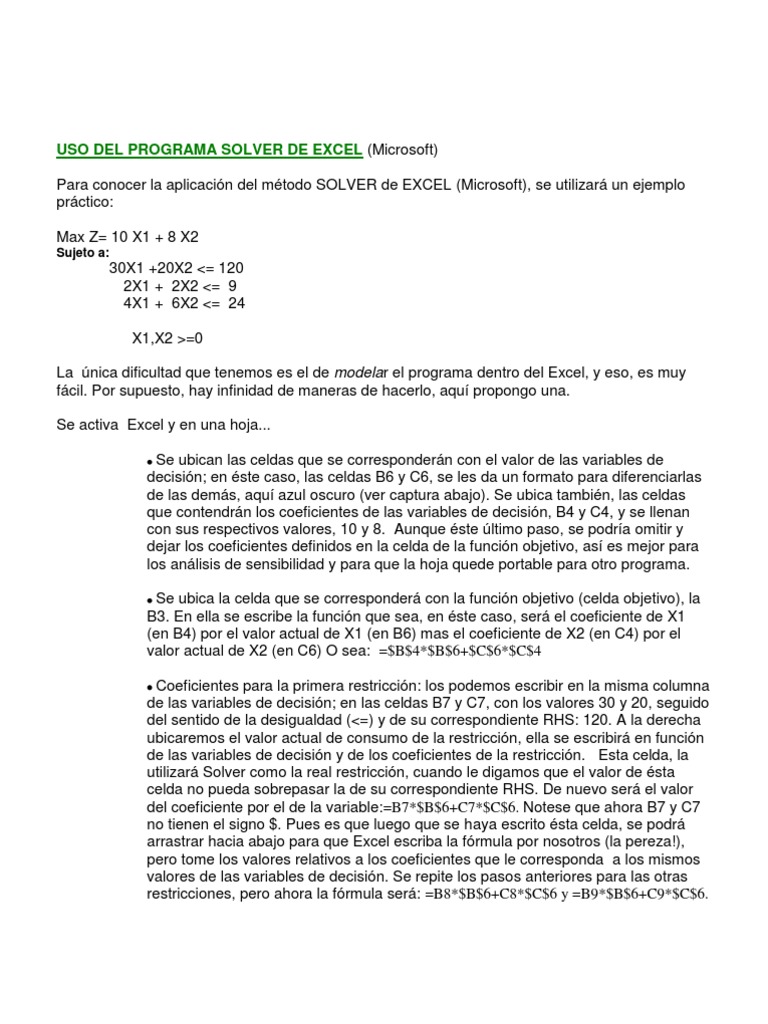Ejercicios de Solver | PDF | Microsoft Excel | Enseñanza de matemática