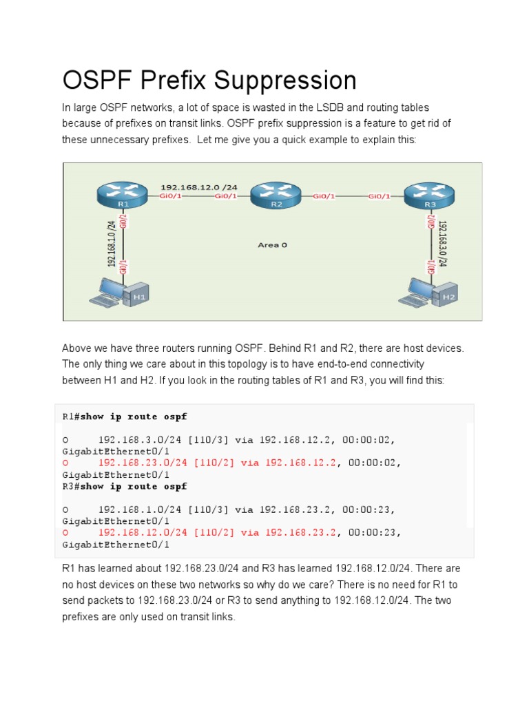 OSPF Prefix Suppression | PDF | Router (Computing) | Communications Protocols