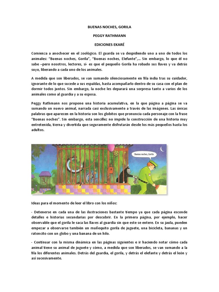Instrucciones Cuento Buenas Noches Gorila | PDF