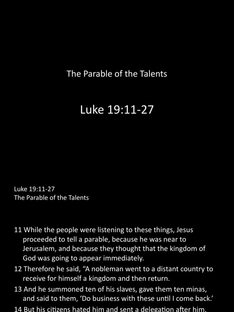 Luke 19:11-27: The Parable of The Talents | PDF | Gospel Of Luke ...