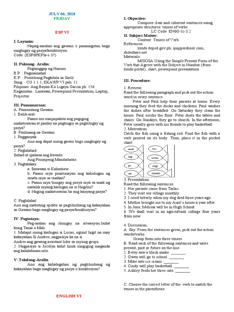 Lesson Plan | PDF | Division (Mathematics) | Grammatical Tense