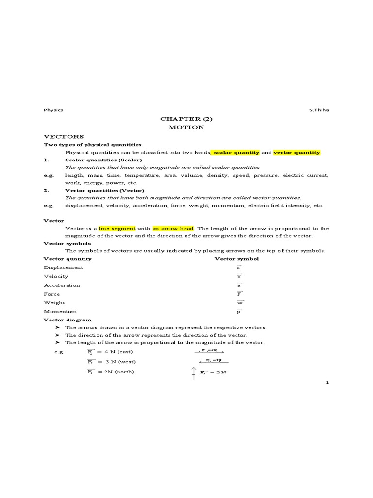 Physics Vectors Explained | PDF | Velocity | Euclidean Vector