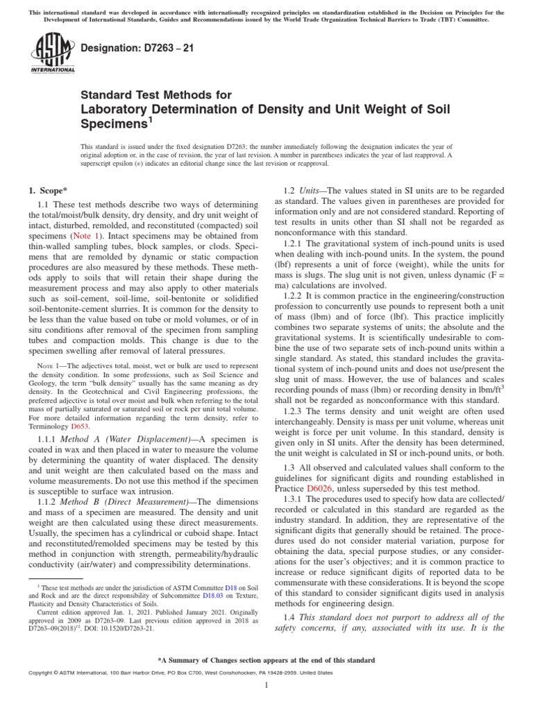 Astm D7263-21 | PDF | Density | Soil