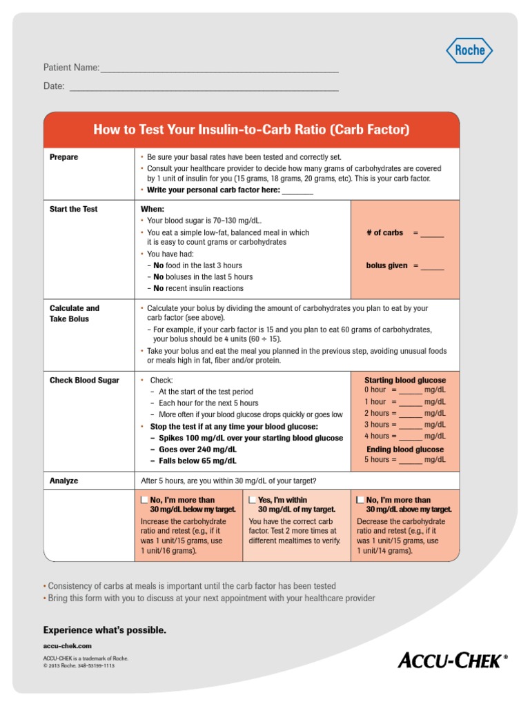 How To Test Your Insulin-to-Carb Ratio (Carb Factor) | PDF ...