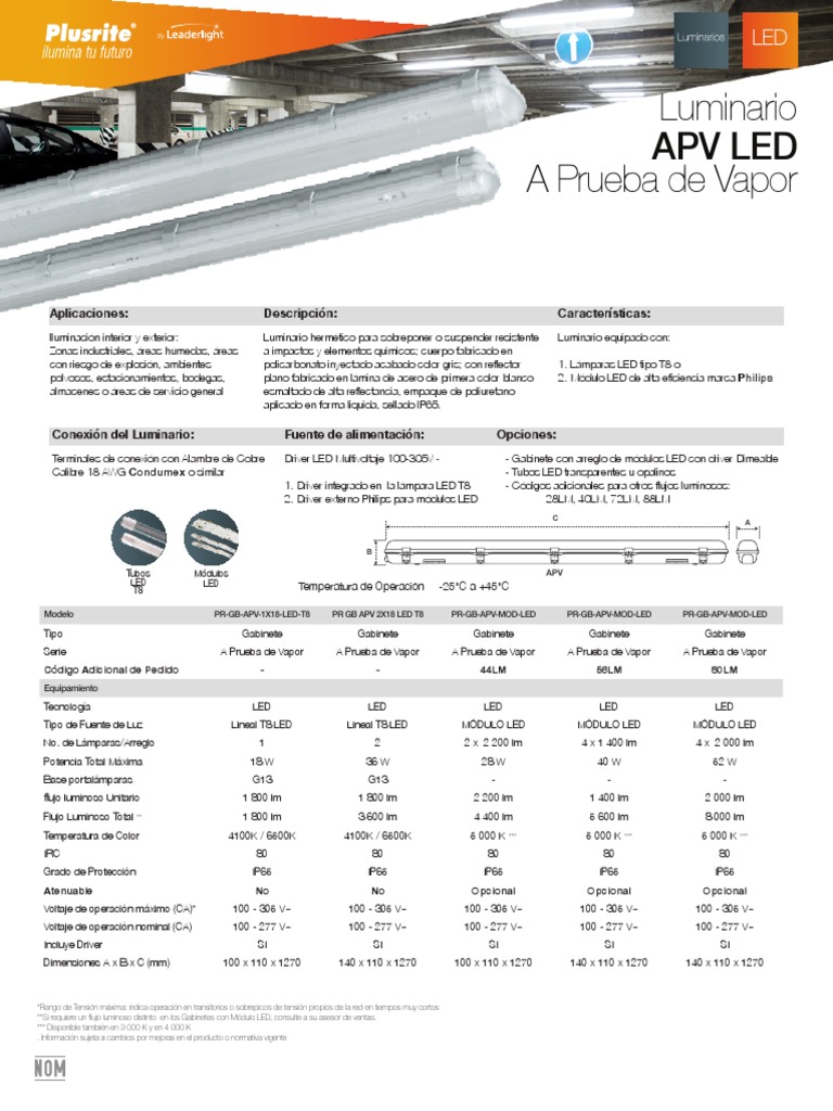 Fichas Luminario APV LED | PDF | Diodo emisor de luz | Electricidad