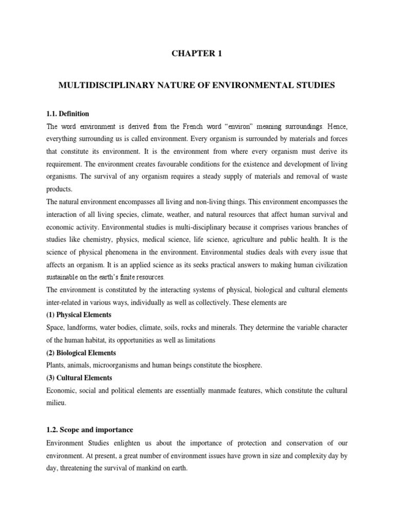 Chapter 1 7 Multidisciplinary Nature of Environmental Studies | PDF ...