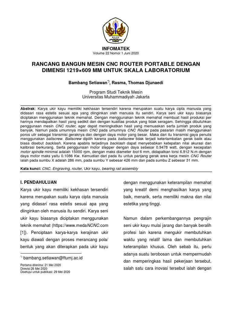 Rancang Bangun Mesin CNC Router Portable Dengan Dimensi 1219×609 MM ...