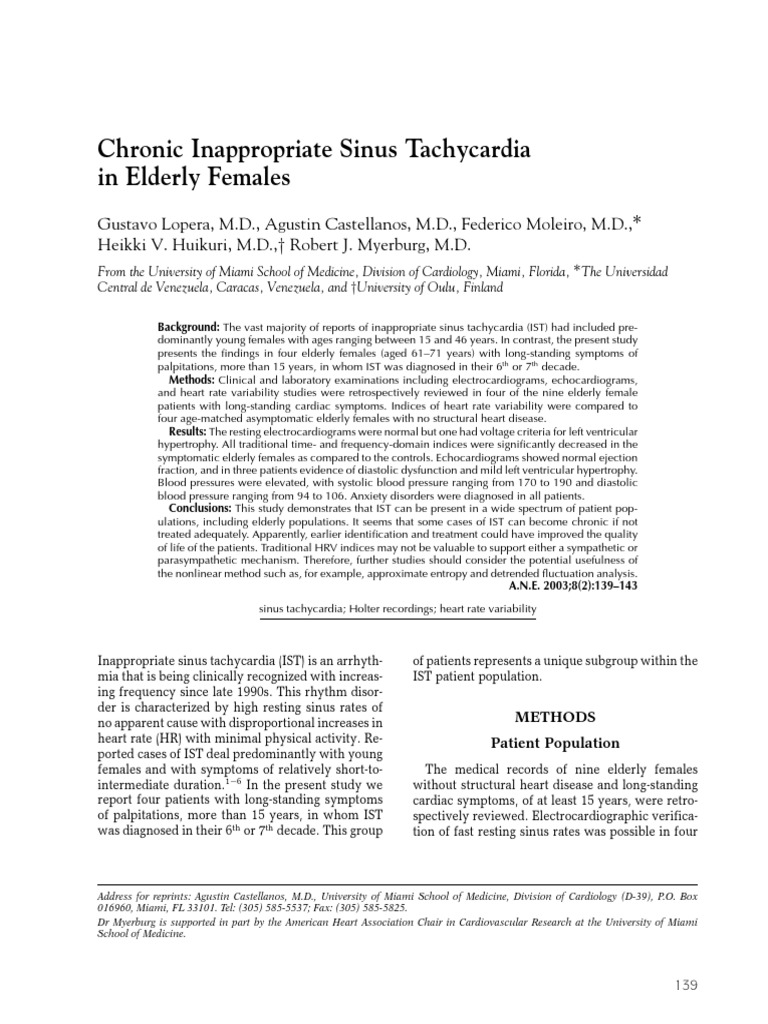 Chronic Inappropriate Sinus Tachycardia (Lopera) | PDF | Heart Rate | Heart