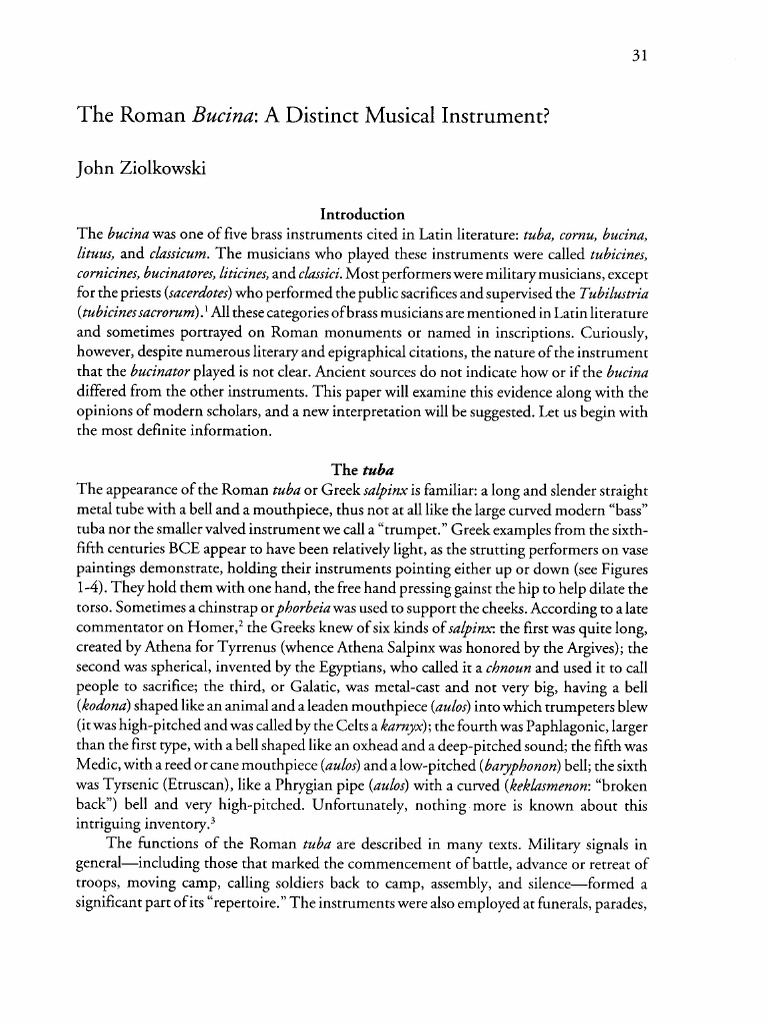 Understanding the Roman Bucina Instrument | PDF | Bible | Aerophones