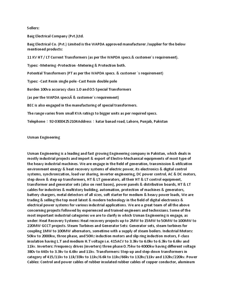 WAPDA Approved Transformer Manufacturers Pakistan | PDF | Scrap ...