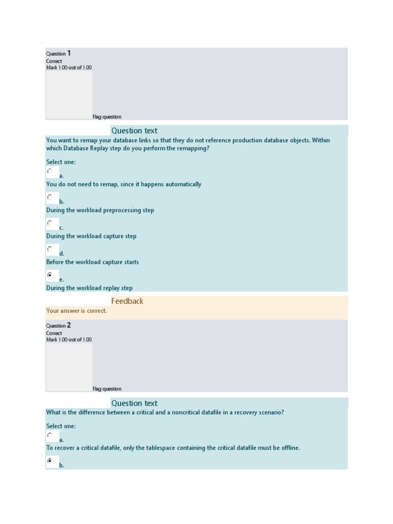 Question Text: Feedback | PDF | Databases | Backup