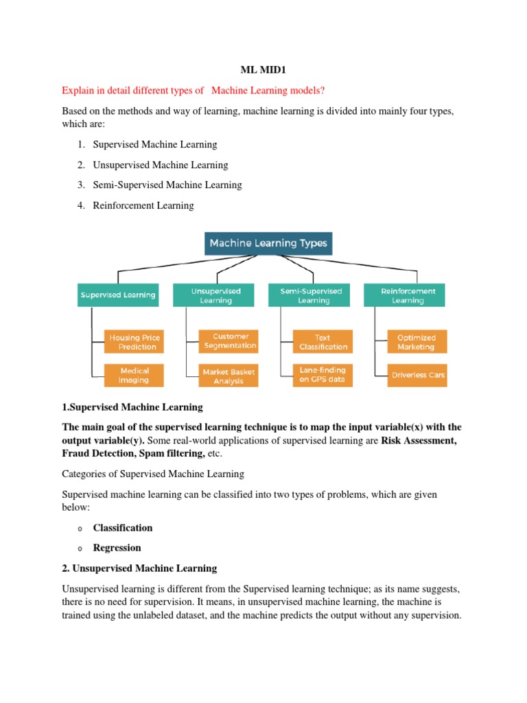 Explain in Detail Different Types of Machine Learning Models? | PDF ...