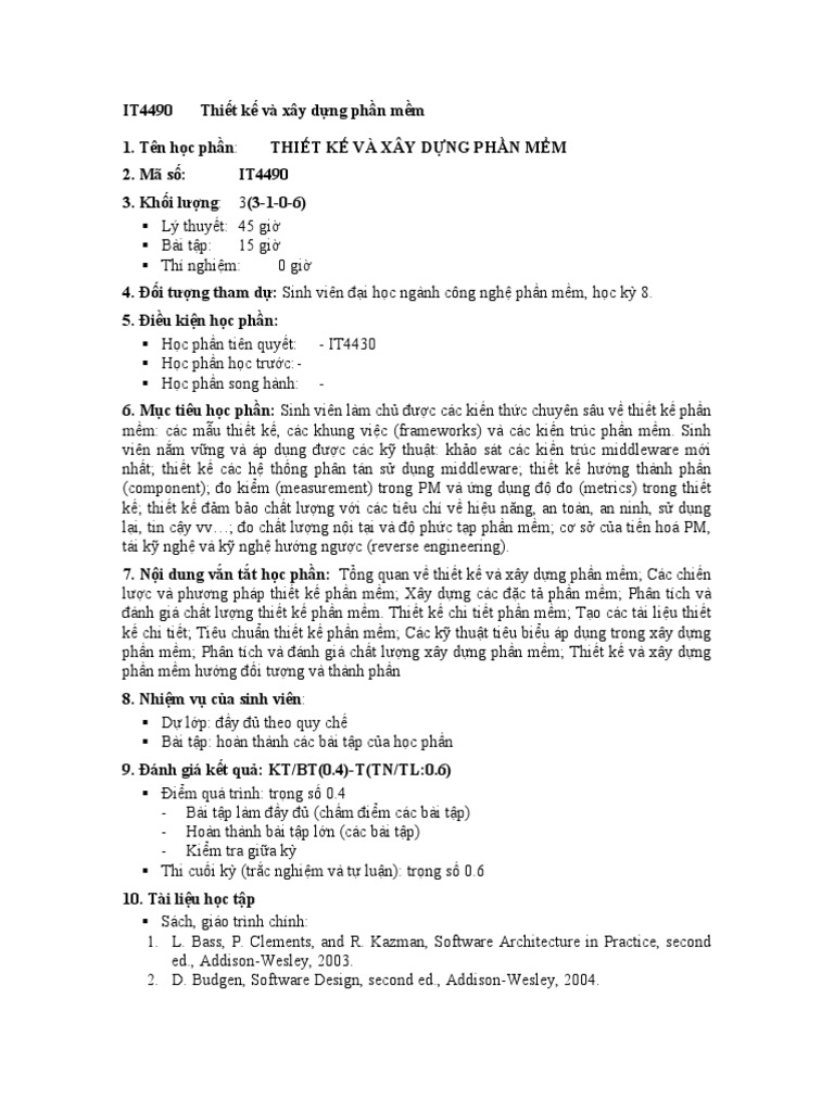 IT4490 Thiet Ke Va Xay Dung Phan Mem | PDF