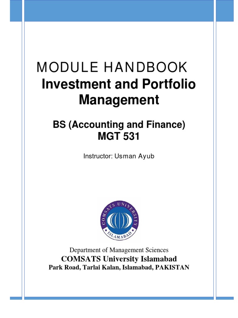 Module Handbook Investment and Portfolio Management: BS (Accounting and ...