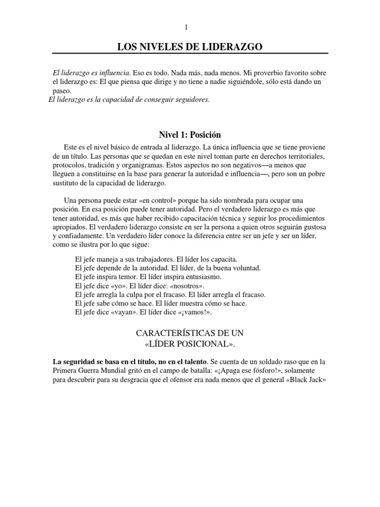 5 Niveles de Liderazgo | PDF | Liderazgo | Amor
