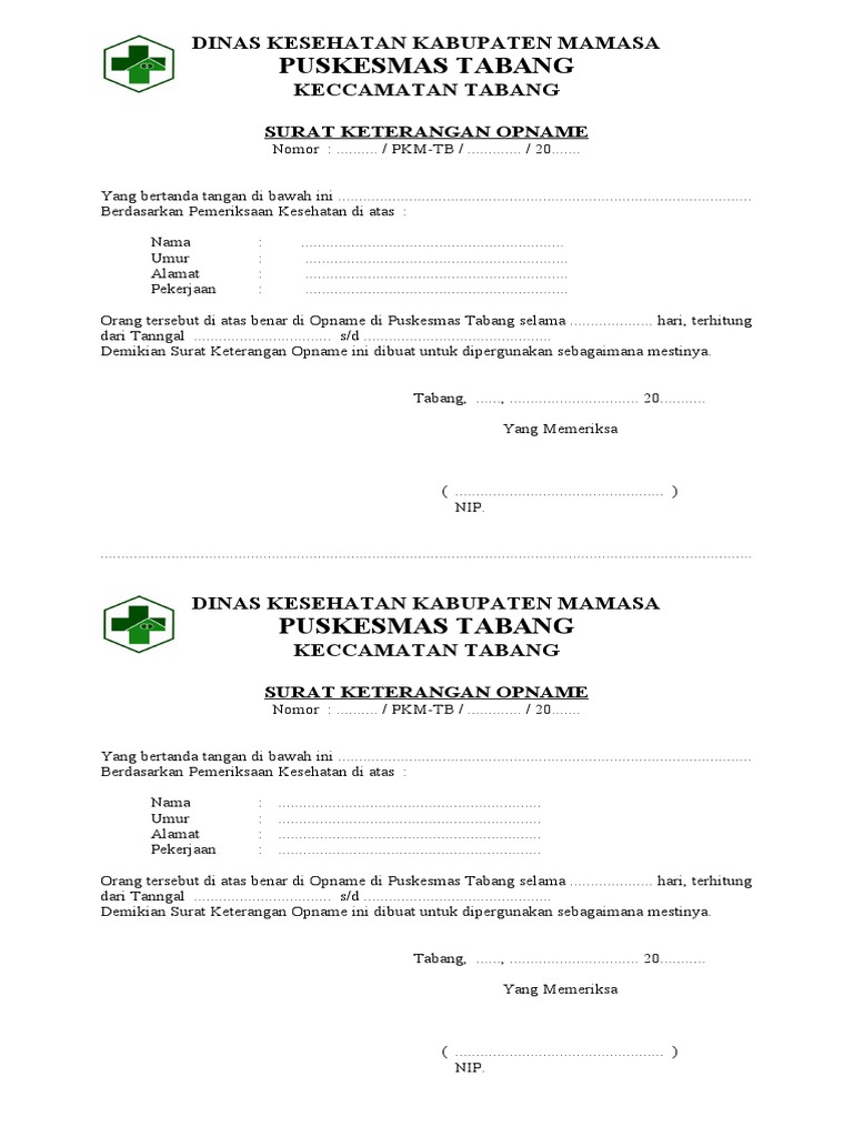 Surat Keterangan Opname | PDF