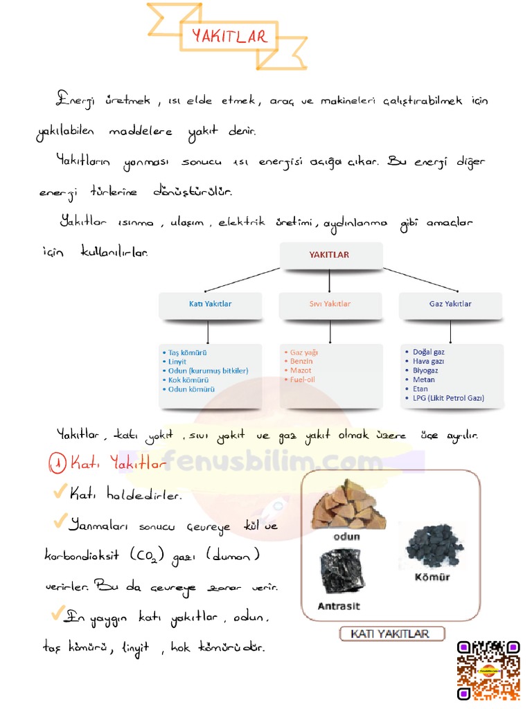 6.sinif Yakitlar Fenusbilim Ders Notu | PDF
