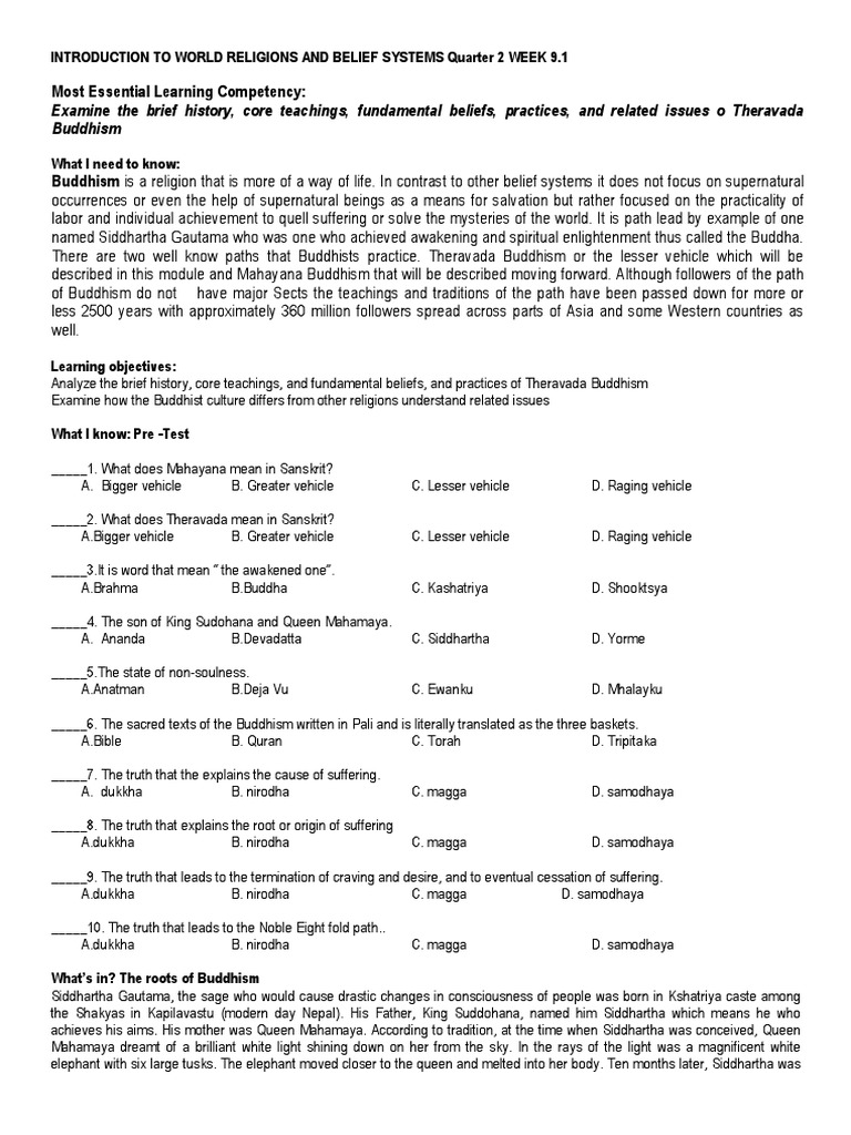 Theravada Buddhism Overview | PDF | Gautama Buddha | Noble Eightfold Path