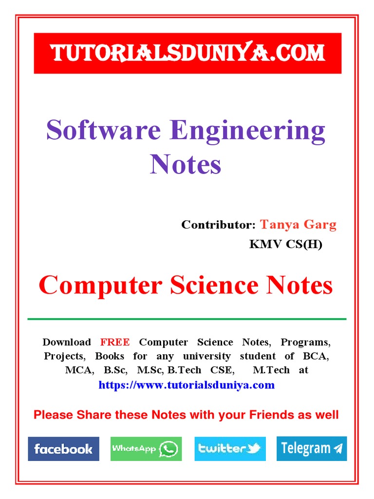 Software Engineering Notes - TutorialsDuniya | PDF | Computer ...
